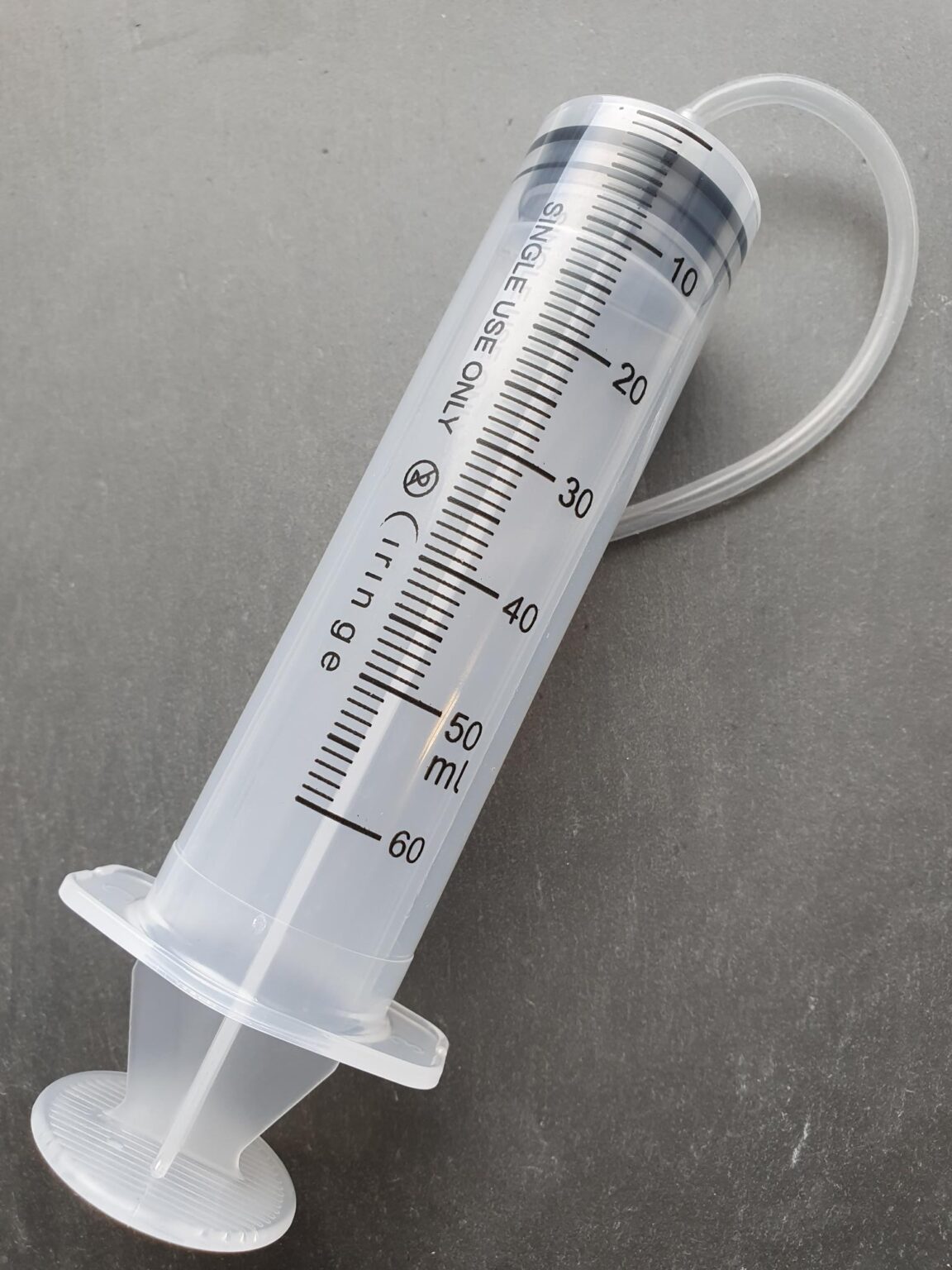 50ml Syringe with silicone tubing. - H Jones Engineering